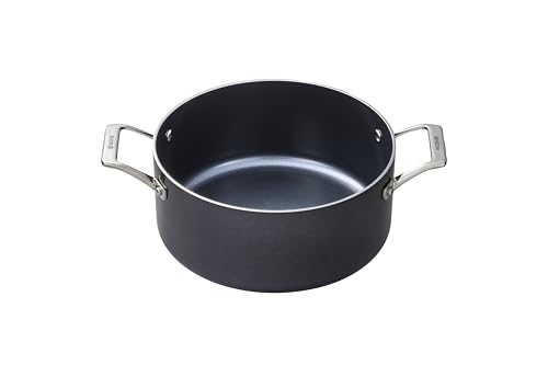 Kyocera Ceramic Cooking Pot with Ceramic Non-Stick Coating 24 cm PFAS/PTFE Free Stainless Steel Handles Suitable for All Hob Types Includes Glass Lid CSTP-09