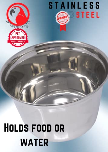 Bonka Bird Toys 800129 Stainless Steel Water/Seed Cup 32oz Cage Feed Bowl