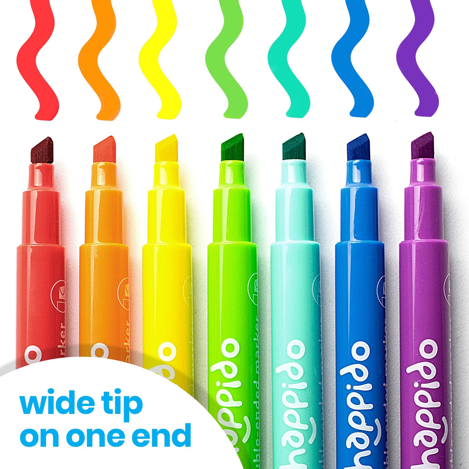 Double Sided Marker Sets for Kids Happido, Set of 36 Water Based Non Toxic Markers with Case, Great School Supplies, Art Supplies and Stationery Set