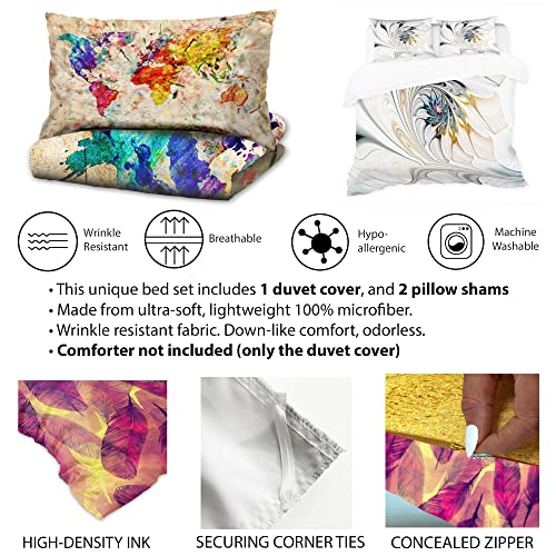 DESIGN ART Designart 'Blue and Red Grunge Striped' Patterned Duvet Cover Set Twin