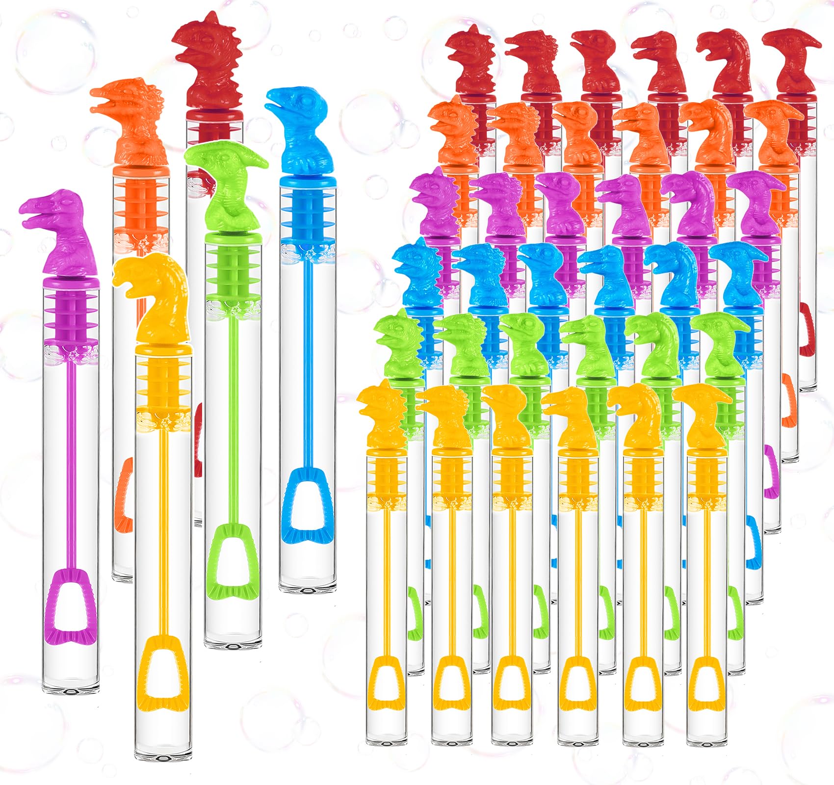 ABSOFINE 36 Pack Mini Dinosaur Bubble Wands, Kids Party Favors Bubble Wand for Birthday Wedding Christmas Themed School Classroom Prizes for Boys & Girls (Dinosaur)