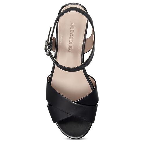 Aerosoles Women's Cosmos Heeled Sandal, Black Leather, 10