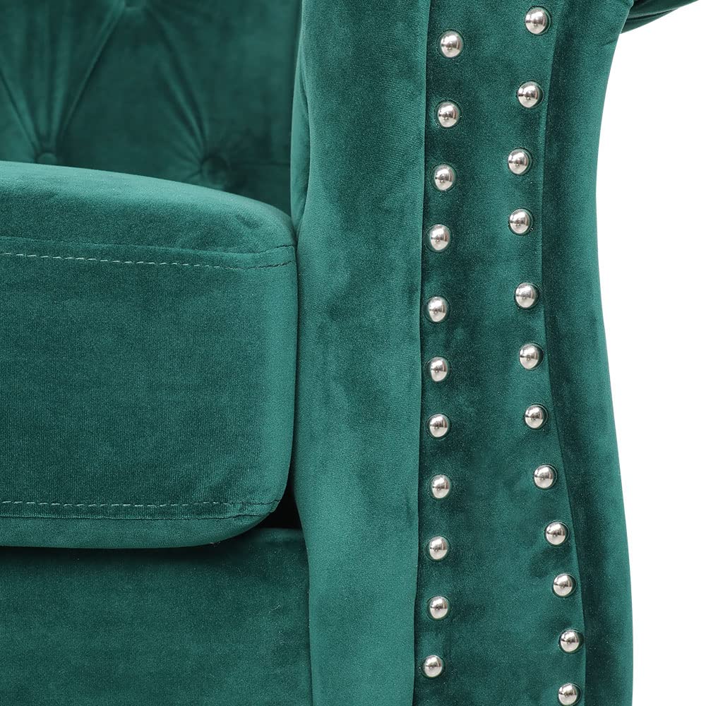 LEVNARY Three-Seat Velvet Sofa, Large Sofa Classic Tufted Chesterfield Settee Sofa Modern 3 Seater Couch Furniture Tufted Back for Living Room, Green
