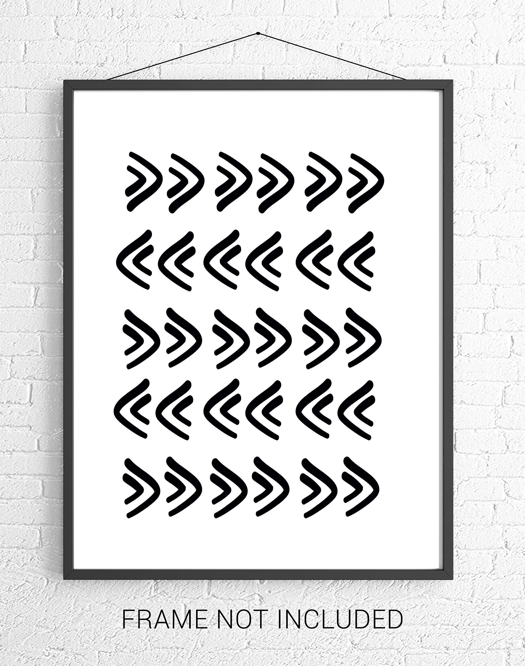 Abstract Black Arrows Contemporary Wall Art | 11x14 UNFRAMED Print | Nordic Modern Mid Century Wall Decor. Black on White.