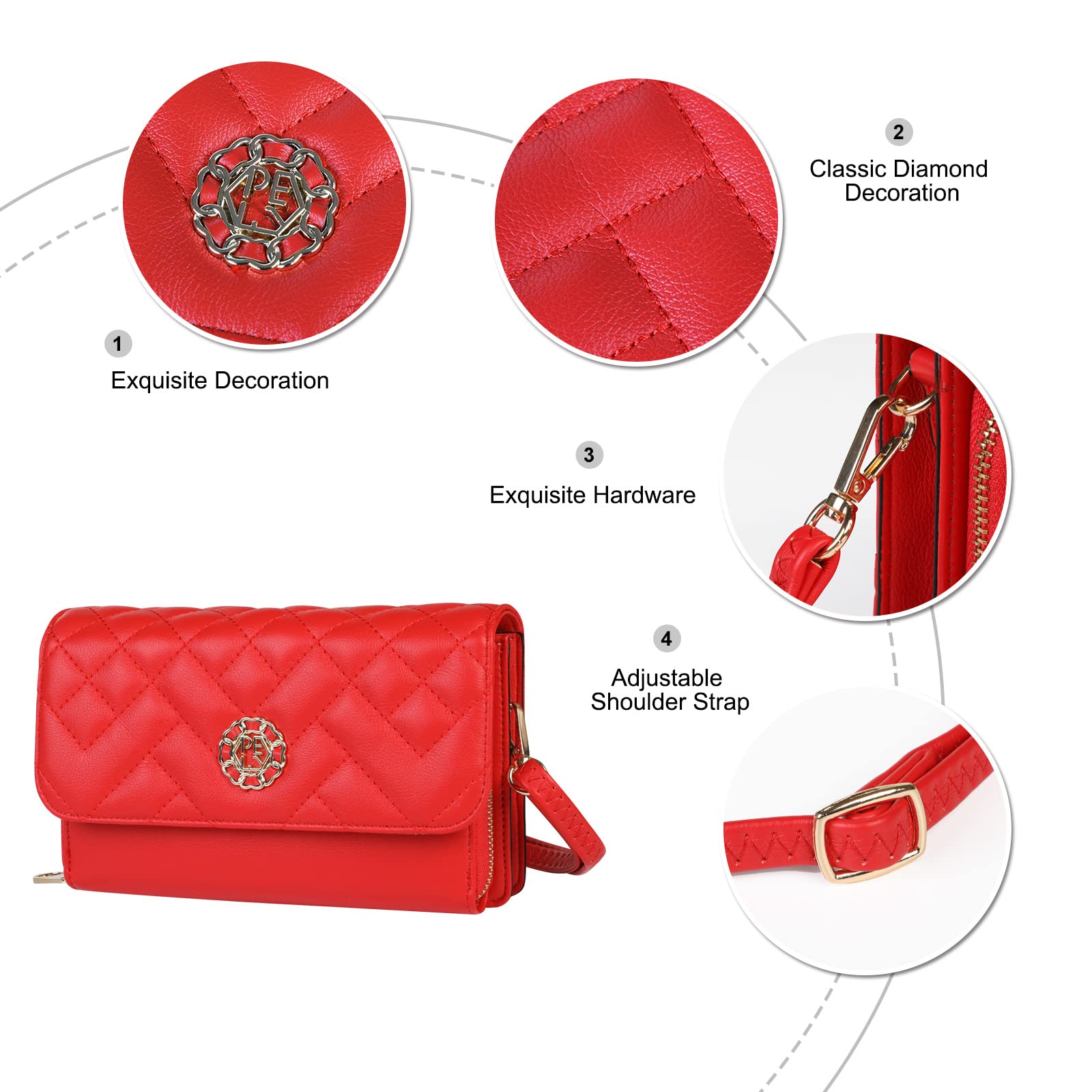 Tom Clovers Small Crossbody Shoulder Bag for Women Shoulder Purse Cellphone Bags Card Holder Wallet Purse Handbags