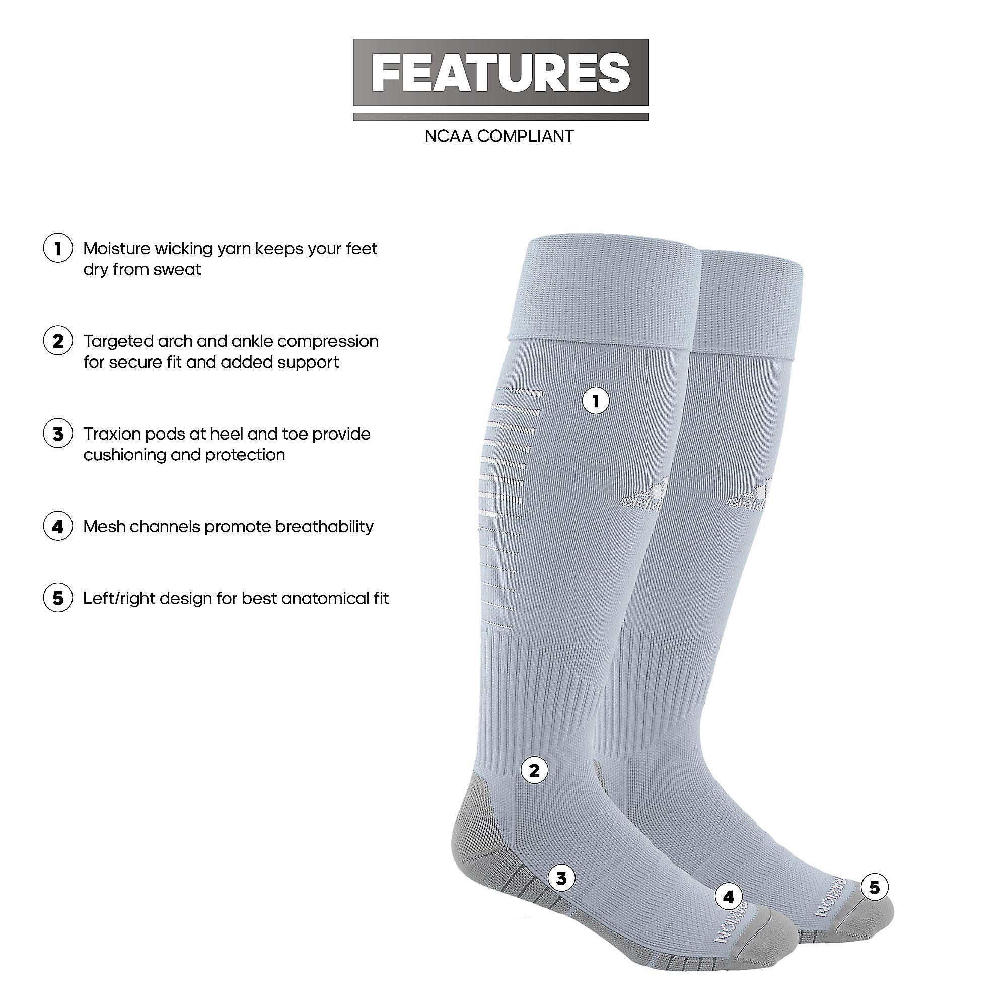 adidas Speed 2 Soccer Socks for Boys, Girls, Men and Women (1-Pair), Team Light Grey/White/Light Onix Grey, Small