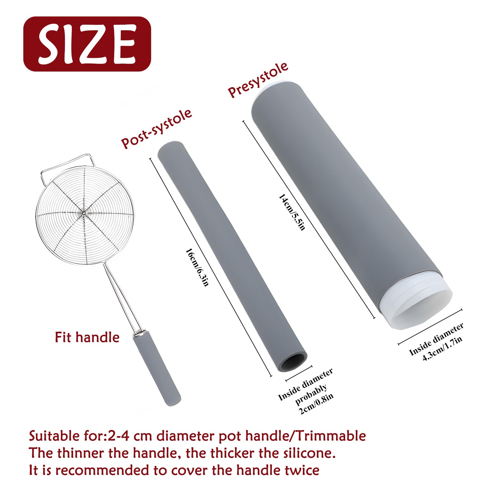 Generic Silicone Pan Handle Sleeve,Cast Iron Handle Cover for Frying Pan,Spatulas,Skillet, Wok, Pot,Ladles and Skimmers etc,Durable and Easy to Install, Dark gray, 43-160