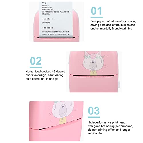 AURORAGRACE Mini Pink Portable HD Mobile Phone Thermal Printer for Office Labels Text Printing Work Plans Memo Lists Daily Calendars Meeting Notes