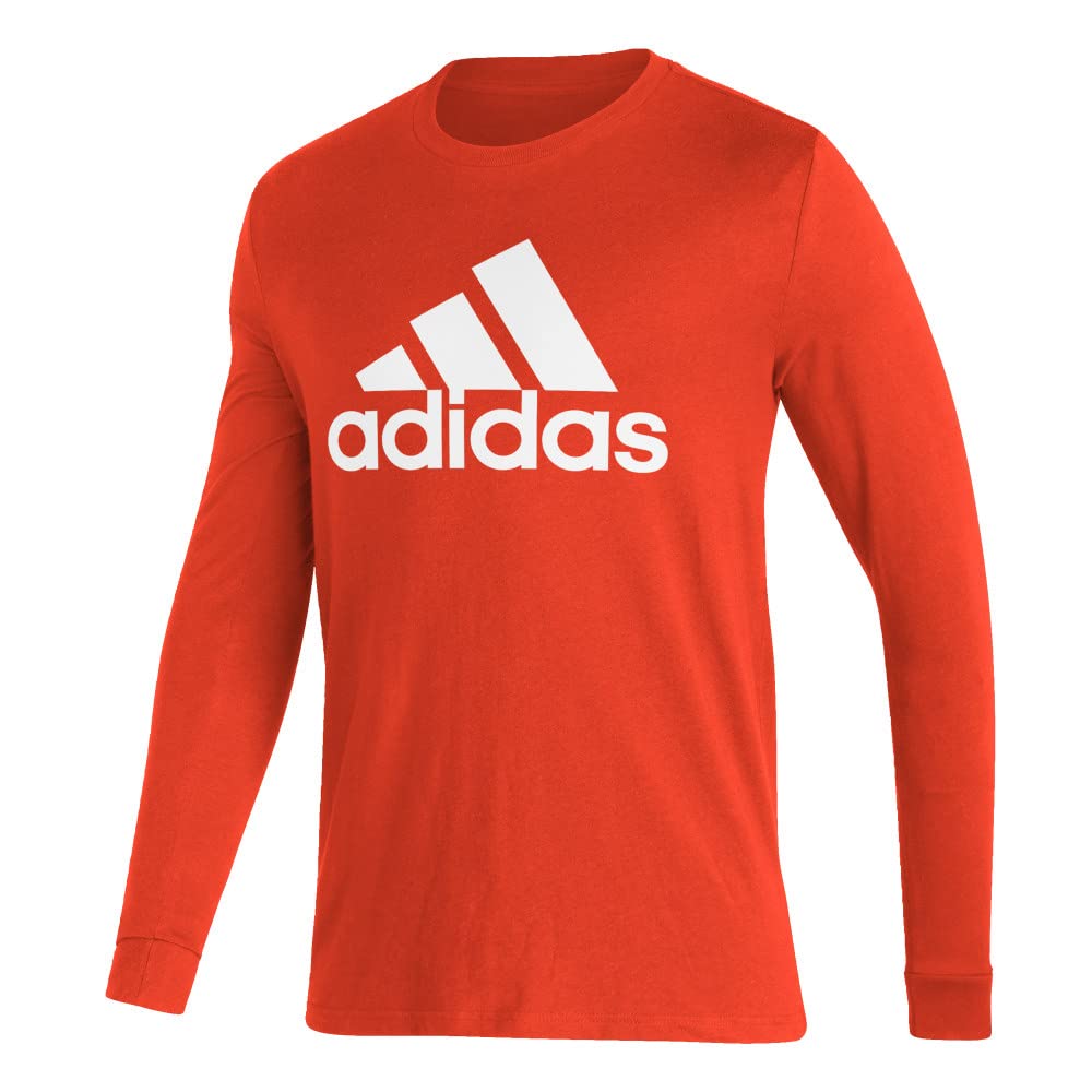 adidas Amplifier Long Sleeve Badge of Sport Tee Men's, Grey, Size L