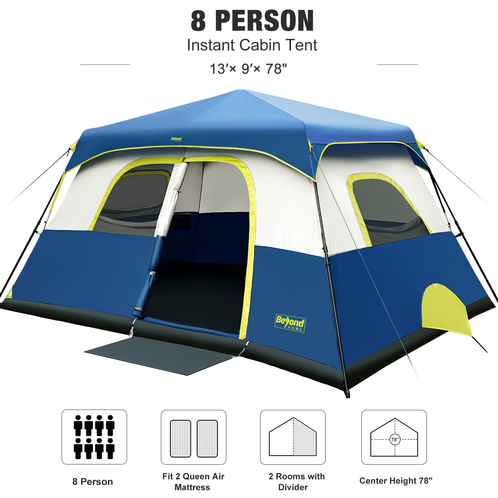 8 Person Instant Cabin Tent, Ultralight 1 Person Camping Sleeping Pad