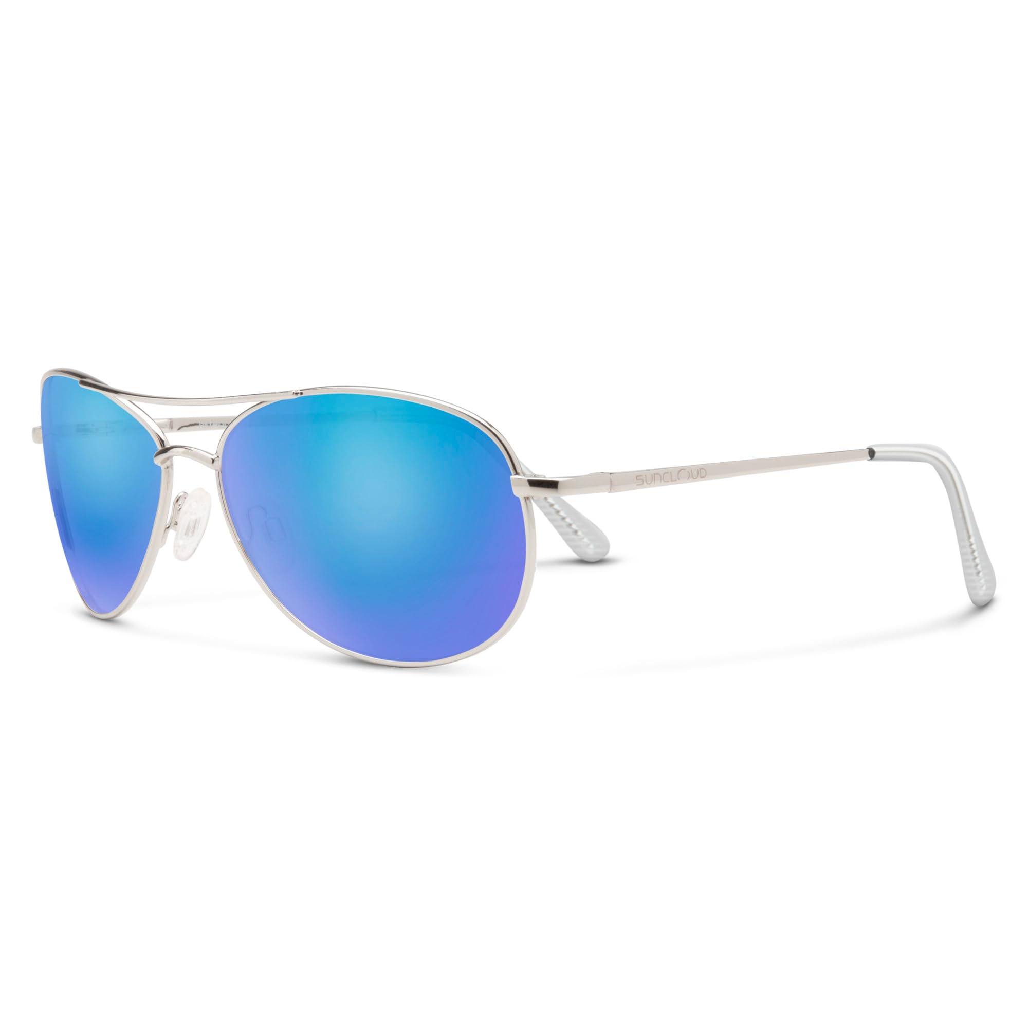 Suncloud Patrol Polarized Sunglasses, Silver/Polarized Blue Mirror