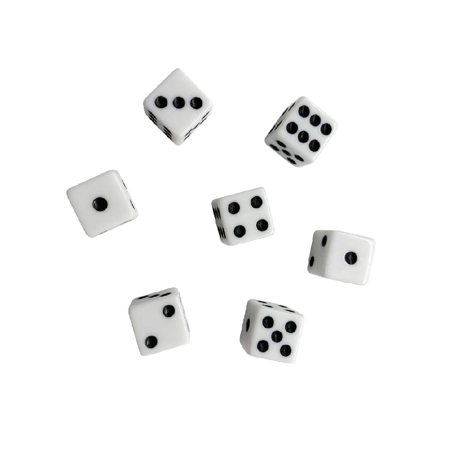 75 Pack 16mm Standard Dice, White Dice with Black Pips Dots for Board Games