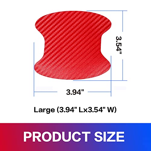 Banseko 4 PCS Car Door Handle Protective Sticker,Anti-Scratches 3D Carbon Fiber Texture Car Door Handle Paint Scratch Personalize Protective Pad Sticker (Red, Large (3.94" Lx3.54 W))