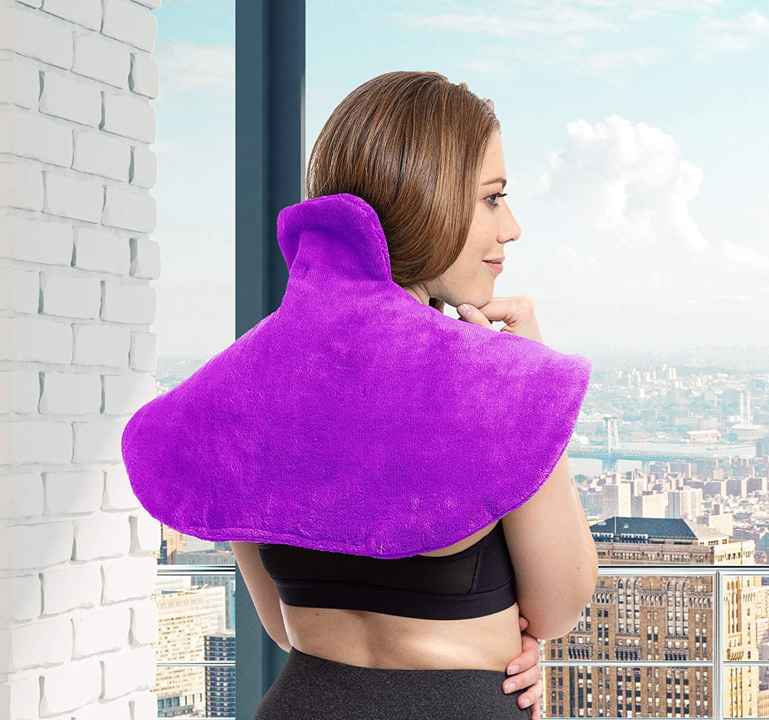 Cure Choice® Electric Heating Pad for Neck and Shoulder Pain Relief, Soft Micromink Neck Heating pad for Neck Pain, Heated Neck Wrap with 4 Heat Settings, Auto Shut Off, Machine Washable (Purple)