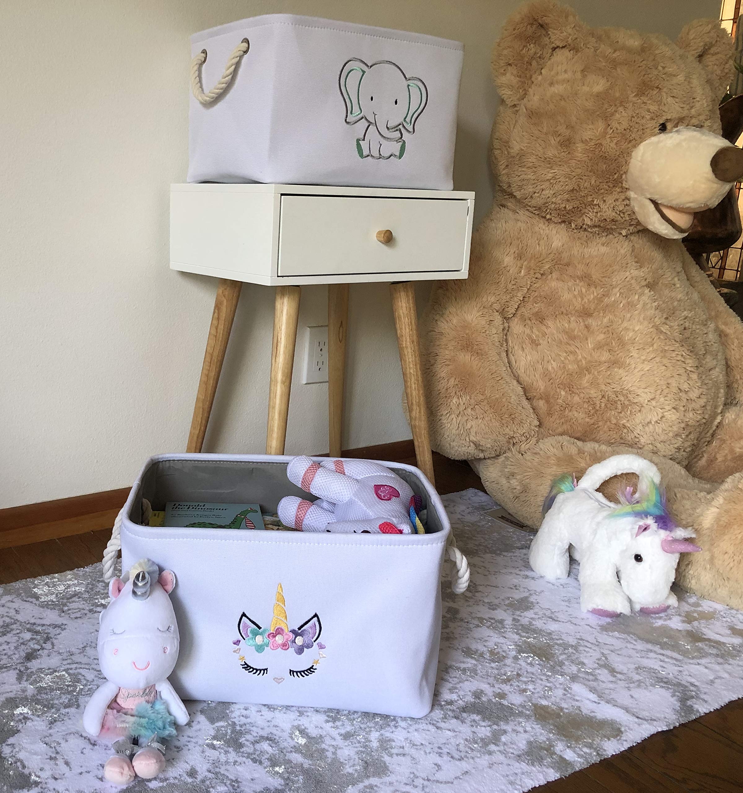 APPLE PIE ORDER Storage Basket with Embroidery, Foldable Animal Toy Storage Bins/ Cube/ Box/ Organizer for Kids, Boys and Girls room, Baby & Nursery.