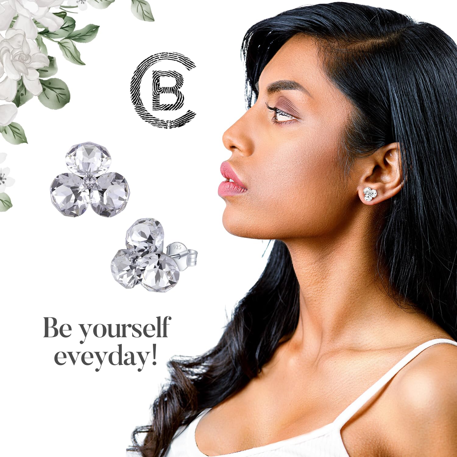 Chic Bijoux Birthstone Stud Earrings for Women, Handmade Earrings With 4 Austrian Crystals and 925 Sterling Silver, Gift for Her, Mom, Crystal Flower Jewelry, Xiris Collection