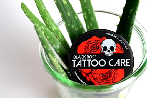 TATTOO CARE Makra Black Rose – Aftercare & Brightener Ointment - for New & Older Tattoos – Protects and Deeply Moisturizes – Enhances Colors, Prevents Fading, Brings Back Shine - 1.2 Oz/35 g