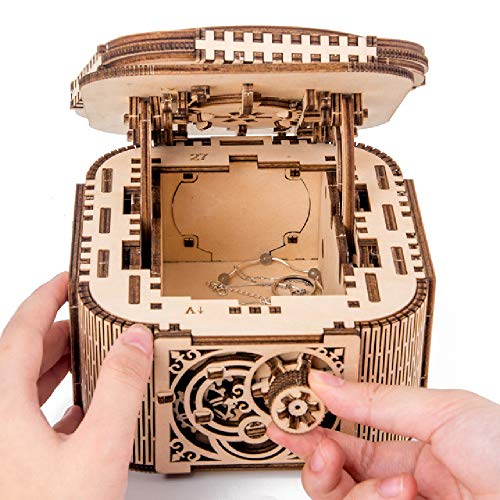 Quenny creative wooden mechanical transmission jewelry box,assembled model Valentine's day gift.
