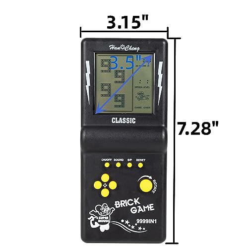 Desyeryamimi 3 Pcs Black Handheld Brick Game Console,3.5-inch Large Screen Back to School Handheld Building Block Tank Racing Electronic Game,Build in 23 Classic Games for Adults or Kids (3 Pcs Tetri)