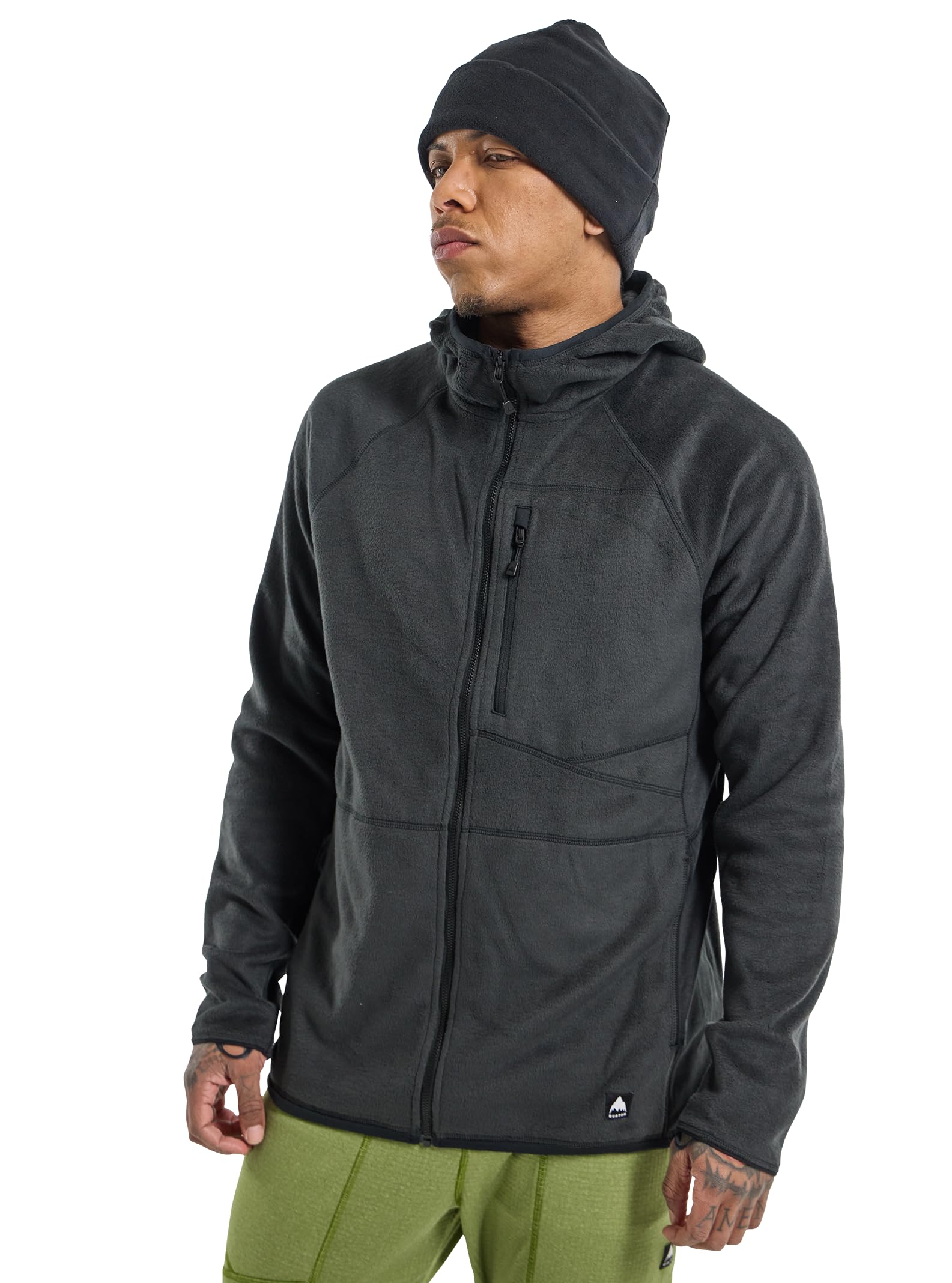 Burton Men's Stockrun Warmest Hooded Full-Zip Fleece, True Black, L
