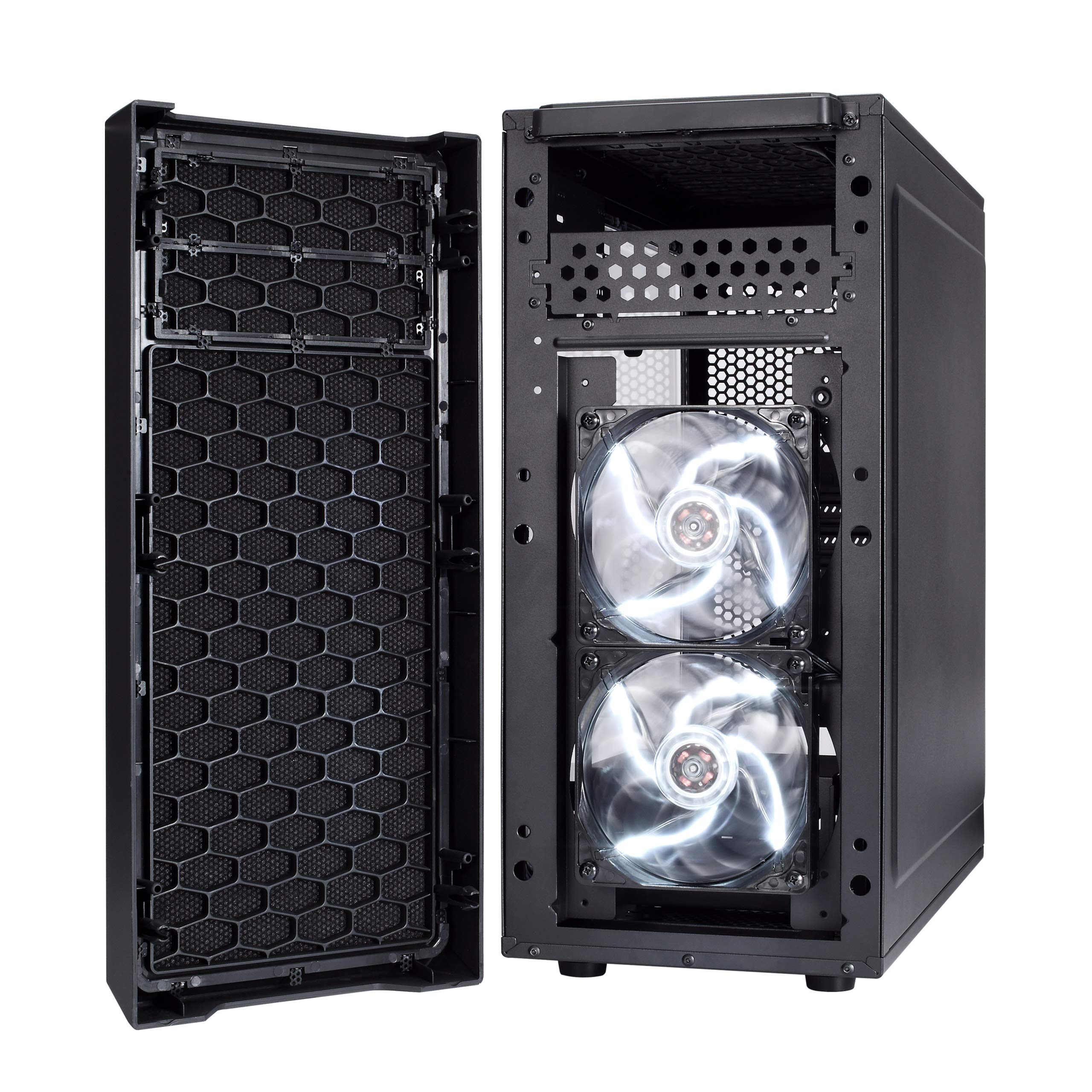 Fractal Design Focus G - Mid Tower Computer Case - ATX - High Airflow - 2X Fractal Design Silent LL Series 120mm White LED Fans Included - USB 3.0 - Window Side Panel - Black