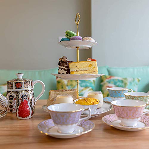 Quluxe 4 Sets 3 Tier Crown & Sunflower Cake Stand Fruit Cake Plate Handle Fitting Hardware Rod Stand Holder with Stylus for DIY Making Cupcake Serving Stand Decoration- Gold