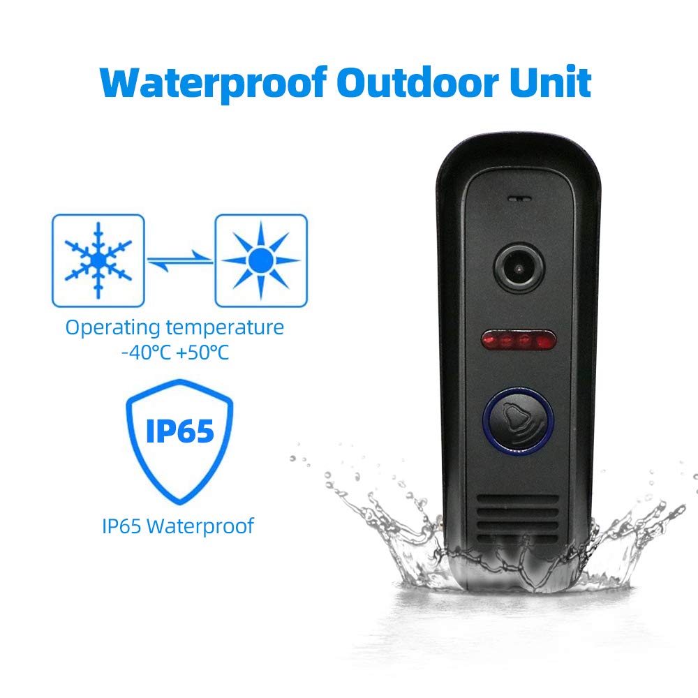 JeaTone 10 Inches Wired Video Intercom System, Doorbell with Camera and Monitor, Home Security System with IP65 Waterproof Doorbell, Night Vision, 1080P HD/2.0MP, Motion Detection, Dual-Way Intercom