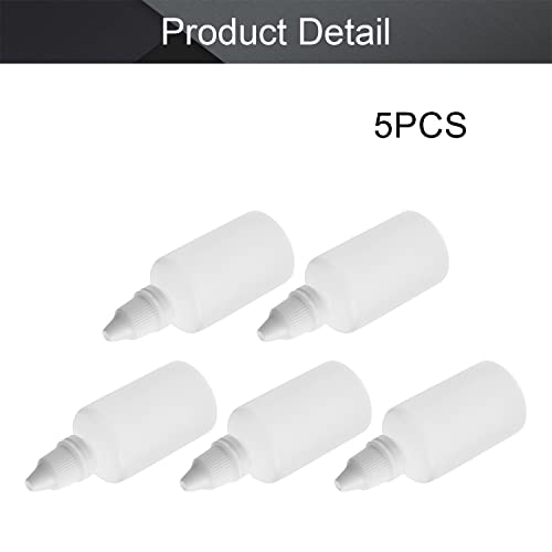 Othmro 1.7oz PE Lab Eye Plastic Dropper Bottles 5pcs, 50ml Squeezable Eye Liquid Dropper Thin Mouth Via of Liquid Sample Seal Storage Bottle with Childproof White Cap