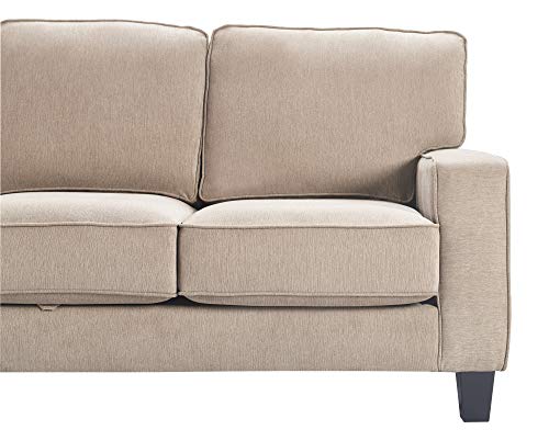 Serta Palisades Sofas with Storage 1 Modern Design, Track Arms, Foam-Filled Cushions, Easy-to-Clean Fabric Upholstery, 77", Soft Beige
