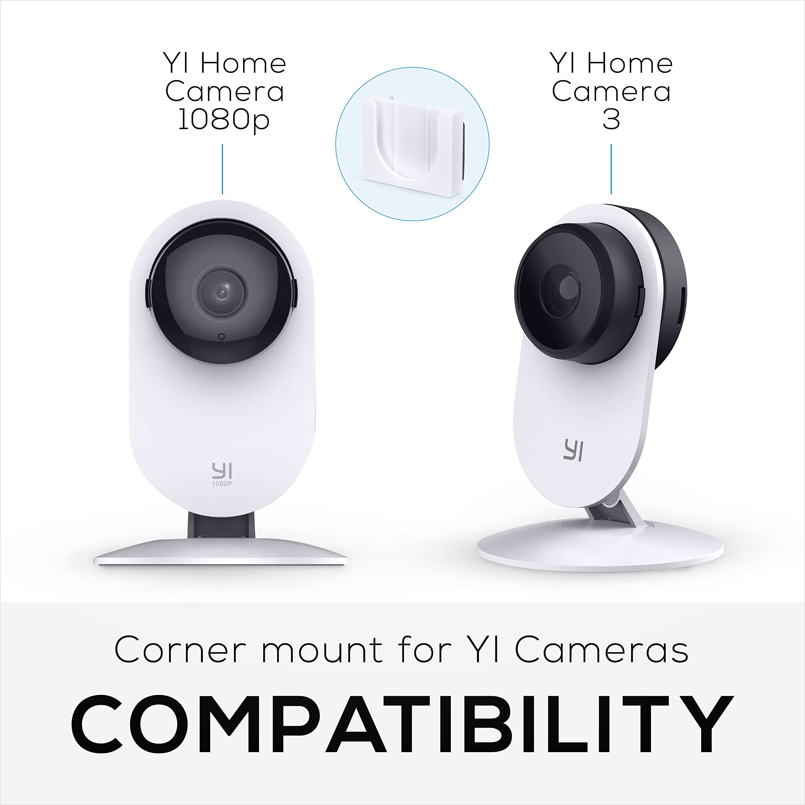 Corner Wall Mount for YI Home (3 Pack) Security Camera - Adhesive Holder, No Hassle Bracket, Strong 3M VHB Tape, No Screws, No Mess Install (White) by Brainwavz
