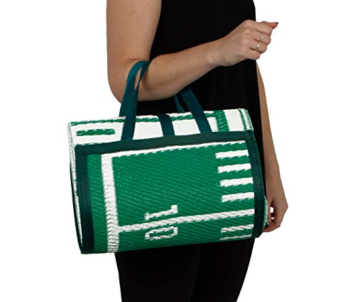 Camco 5'x 6-1/2' Handy Mat with Strap | Ideal for picnics, Beaches, RVing and outings | Weather-Proof | Football Field Print (42819)