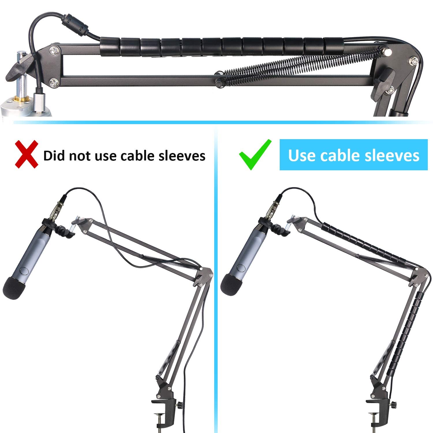 Ember Microphone Stand Shock Mount - Scissor Mic Boom Arm with Cable Sleeve Mic Pop Filter Windscreen Compatible with Blue Ember Microphone by YOUSHARES