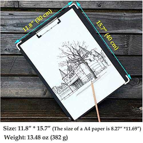 Artist Sketch Board Covered with Water Proof Fabric - Black Painting Drawing Clipboard β Art Supply for Classroom Studio Travel or Field Use, Size 15.7" by 11.8" (L x W, 30 x 40 cm)