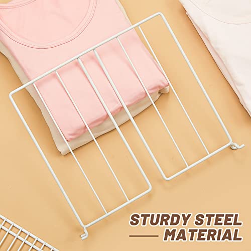 Set of 12 Wire Shelf Divider for Closet Organization Clothes Wardrobe Separators Closet Shelf Organizer Closet Shelf Divider Shelving Storage Rack Separator for Cabinets Kitchen Office, White