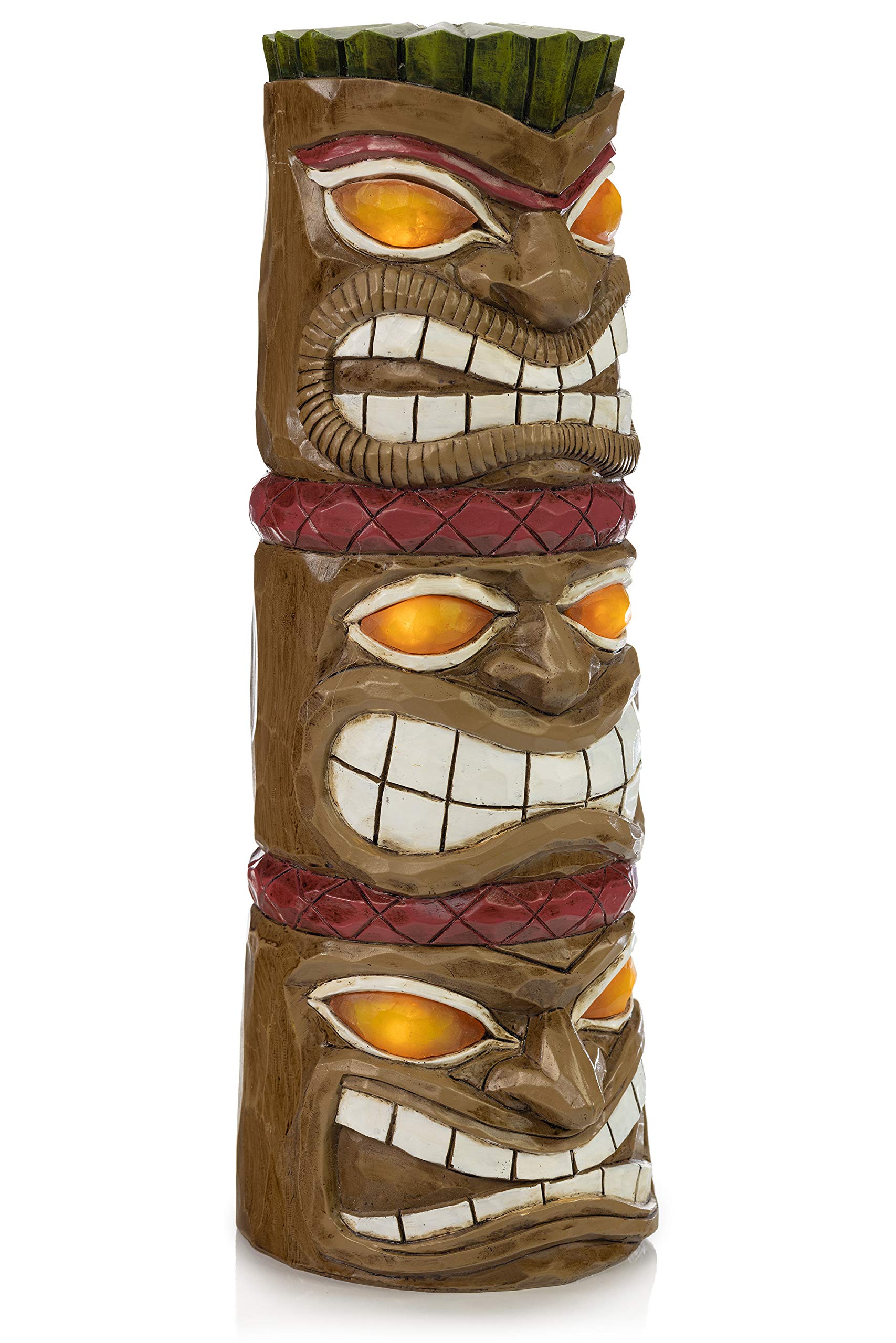 VP Home Triple Tiki Totem Party Time (Cocktail Tiki) Solar Powered LED Outdoor Decor Garden Light