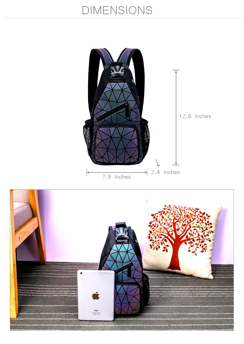 Chic Boutique De Mode Geometric Luminous Purses Handbags Holographic Crossbody Shoulder Bag (Backpack 3)