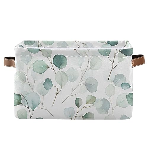 aiyojasen Leaf Foldable Storage Baskets Storage Bins with Handles, Decorative Cloth Organizer Storage Boxes for Home|Office -14 x 10 x 8 in