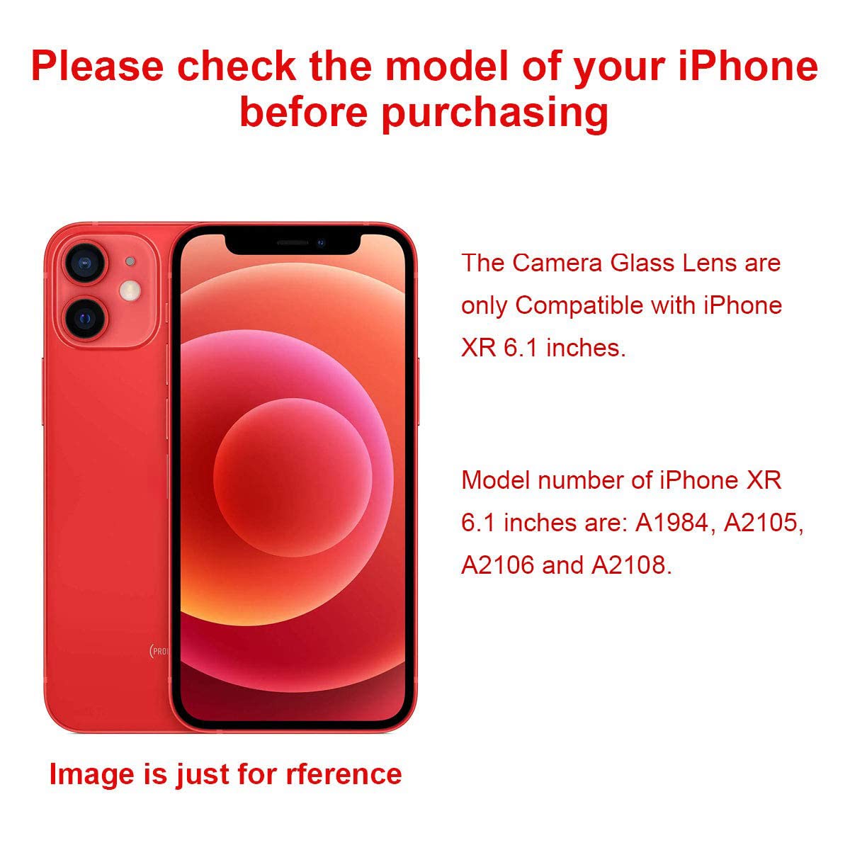 Afeax OEM Rear Back Camera Lens Replacement for iPhone XR A1920, A2097 Original with Ahesive and Repairing Tool(2 Pack