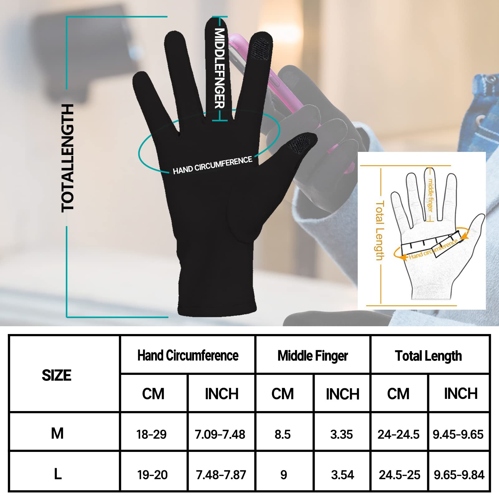 Achiou Women Winter Touchscreen Gloves Soft Comfortable Thermal Elastic Stretch Texting Glove for Traveling, Cycling, Running, Shopping (Black) …