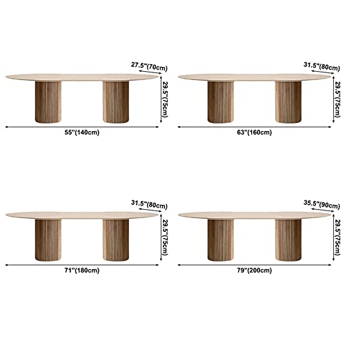 BAYCHEER Round Wood Color Dining Table Pine Solid Wood Table Modern with Double Pedestal - 70.9" L x 31.5" W x 29.5" H (Table Only)