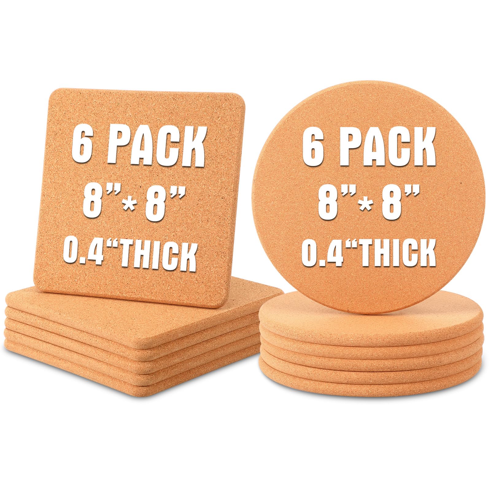 Maxcheck 12 Pcs Cork Trivet High Density Fine Particle Thick Cork Trivets for Hot Dishes, 8 Inch Heat Resistant Cork Coaster, Cork Placemats Cork Hot Pads for Pots and Pans