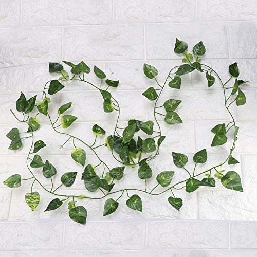 Repta Vines Flexible Bend Long Vines Artificial Fake Leaves Habitat Decor for Lizard Frogs Snakes and More Reptiles(Green Leaf)