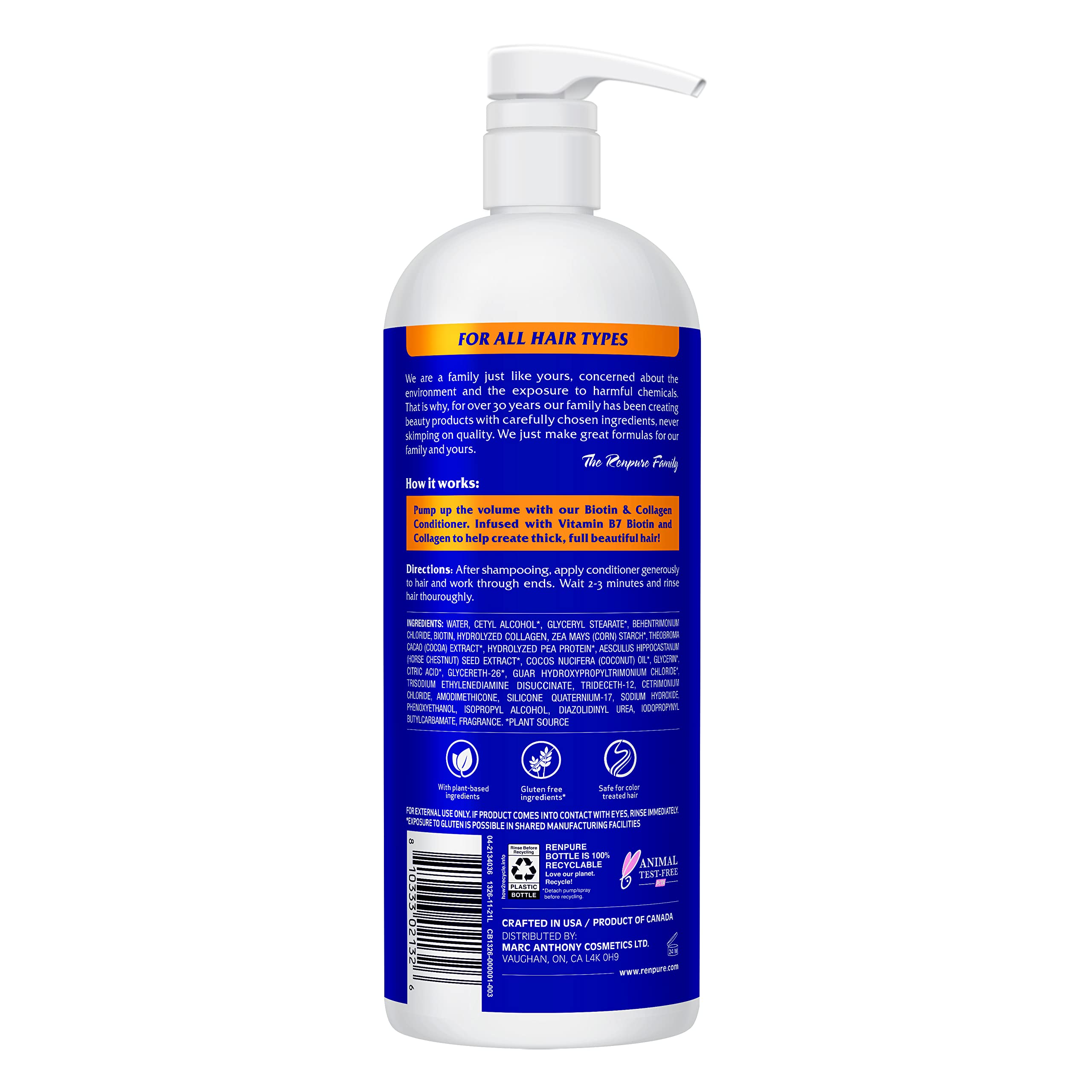 Renpure Originals Biotin & Collagen Thickening Conditioner, 32 Fl Oz (Pack of 1)