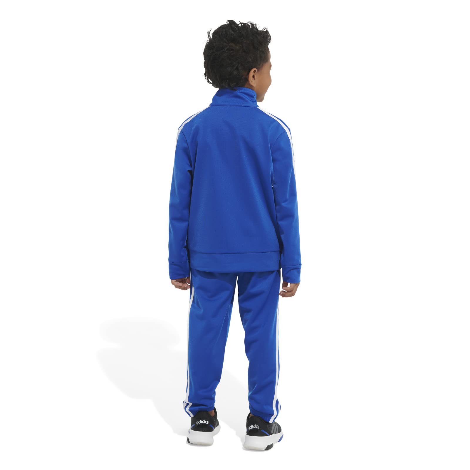 adidas Boys' Little Tricot Jacket & Pant Clothing Set, Essential Tricot Brite Blue, 4T