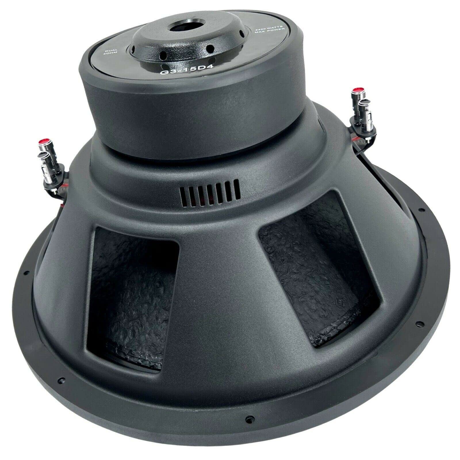 Gravity 1x 15 Inch 2400 Watt Car Audio Subwoofer w/ 4 Ohm DVC Power 15 in. Sub - Feature Dual Voice Coil, Thick Magnet, Design for Car, ATV, Van, High Performance Car Show