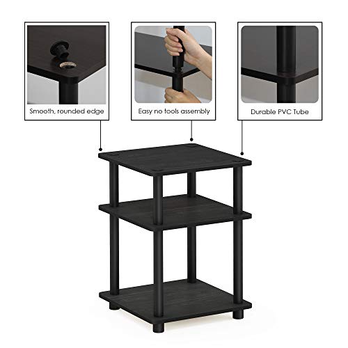 Furinno Turn-N-Tube Easy Assembly Multipurpose End Table / Side Table / Sofa Table / Nightstand, Round Tubes, Blackwood