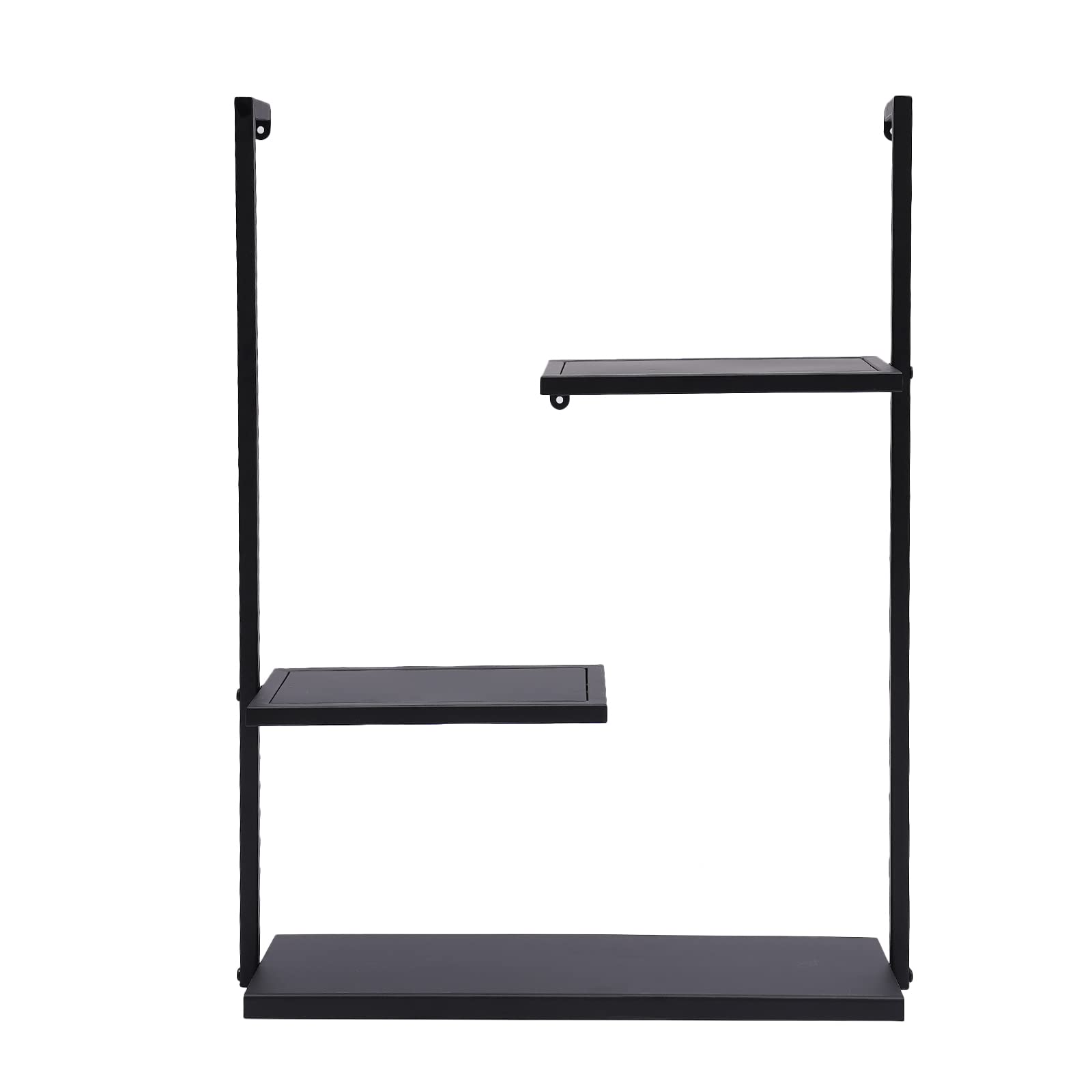ILWorkTLs 3 Tier Floating Shelves,Wall Hanging Storage Rack,Wall Decor Storage Book Shelf,Wall Display Shelf for Bathroom Bedroom Livingroom Kitchen, Black