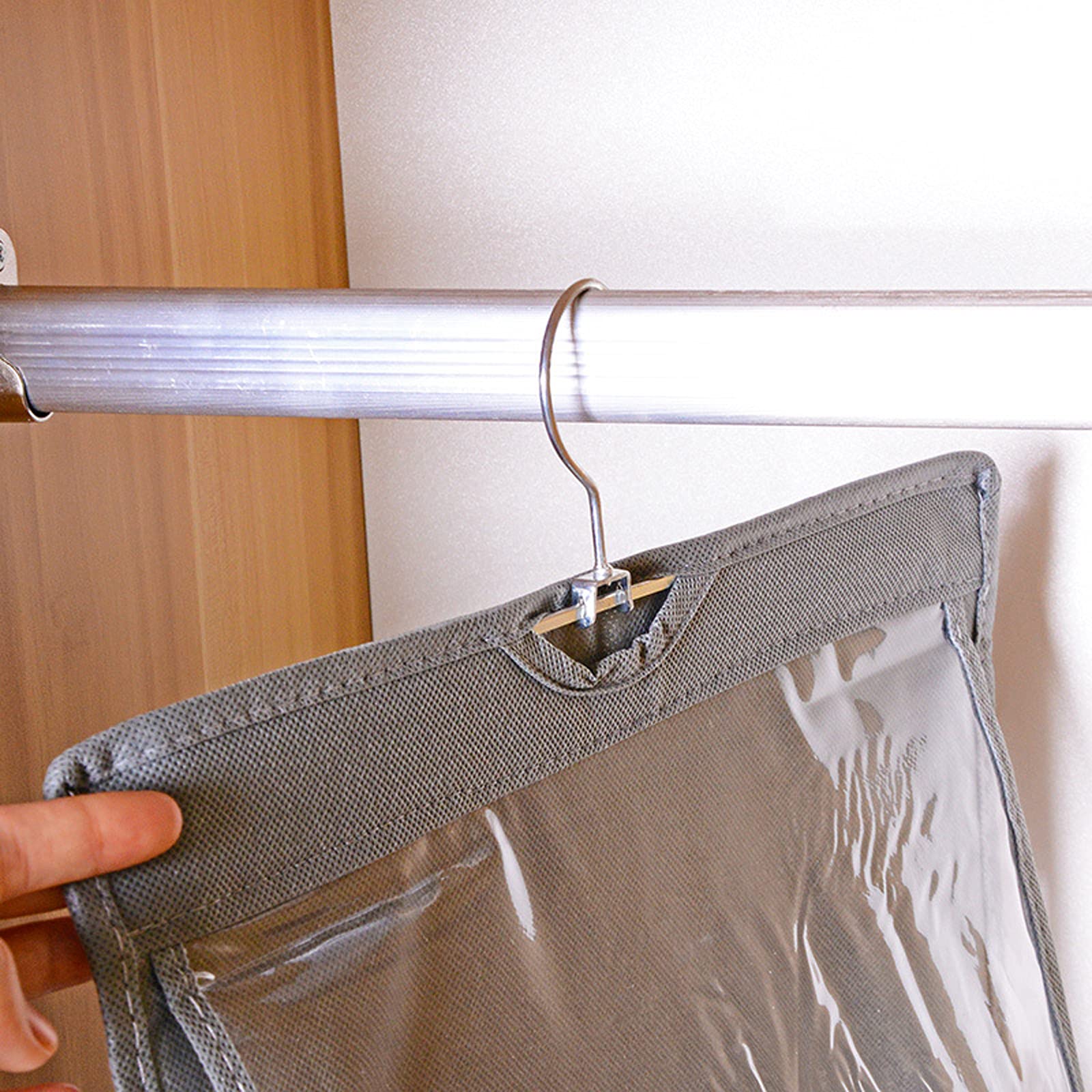 ZARSIO 6 Pockets Hanging Handbag Organizer Dust Proof Storage Holder Bag for Wardrobe Closet Set of 2 (Gray)
