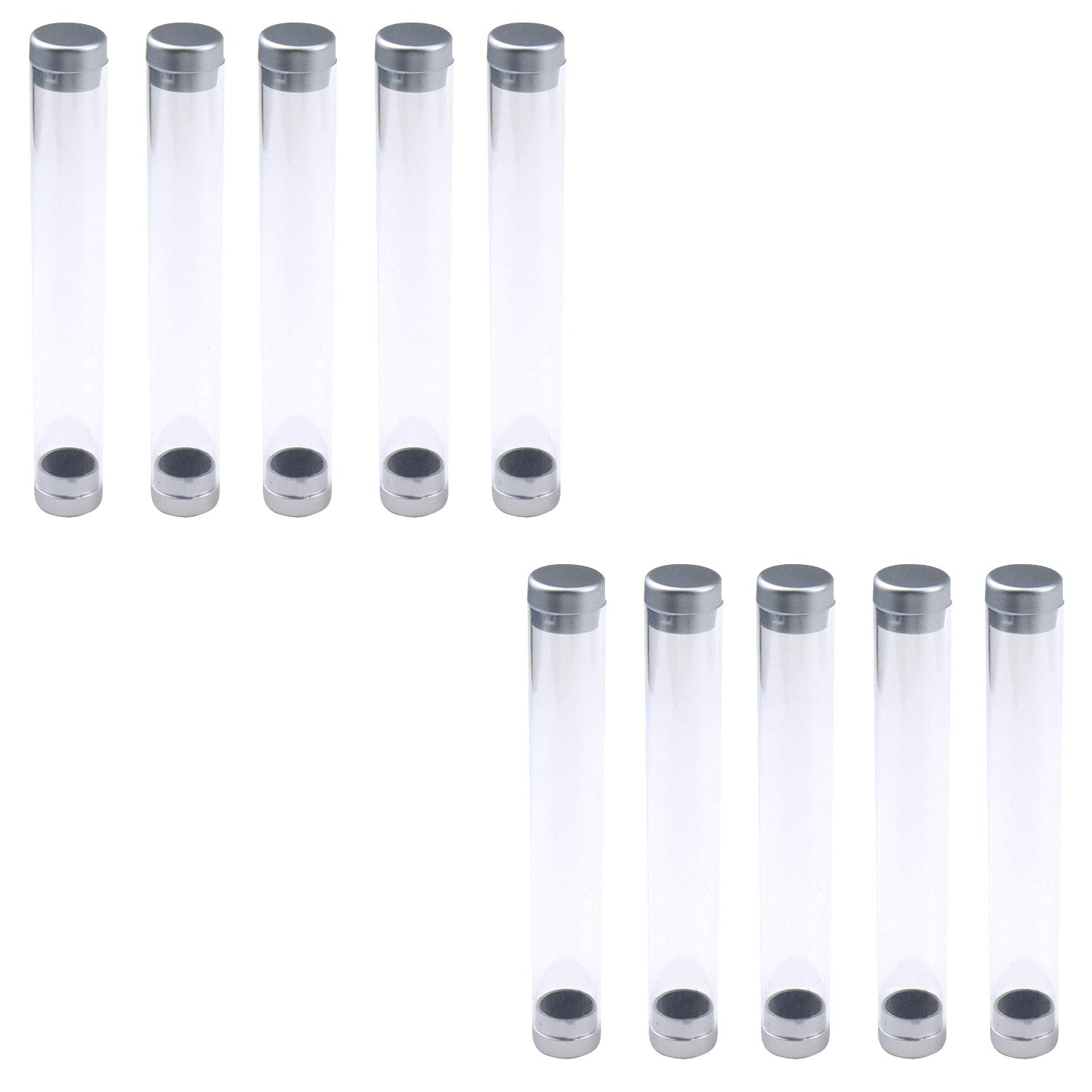 Coshar Transparent Acrylic Cylinder Tube Pen Cases Clear Tube Containers Small Storage Case for School Office Supplies (10pcs)