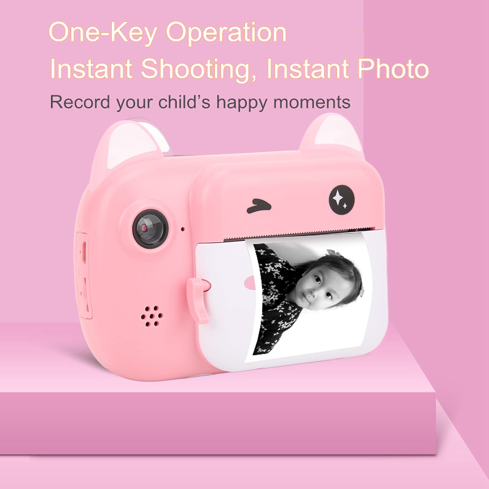 Children Mini Camera, Built-in 1000mah Rechargeable Lithium Battery Dual Camera Design 1080P HD Instant Print Camera 1080P HD for Kids